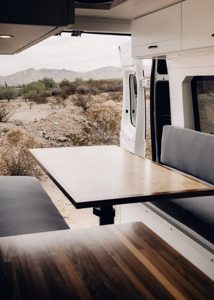 Convertible Dinette Interior Layout Camper Van | Tommy Camper Vans