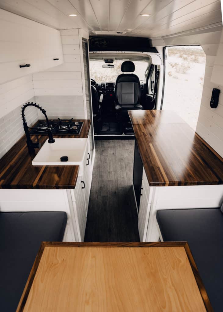 Convertible Dinette Interior Layout Camper Van | Tommy Camper Vans